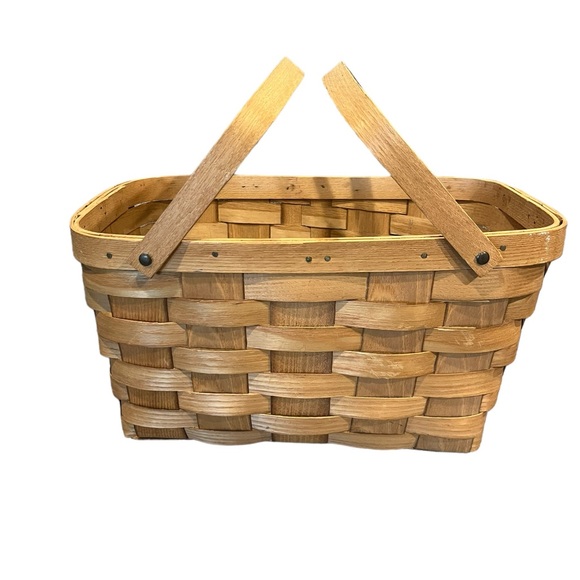 Basketville | Accents | Vintage Basketville Large Wood Woven Open ...